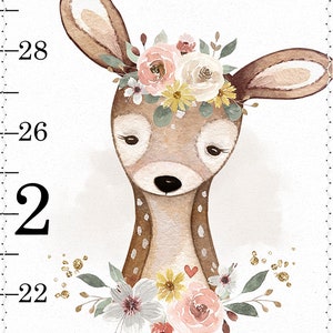 Woodland Growth Chart, Vintage Flowers Roses, Growth Chart Ruler ...