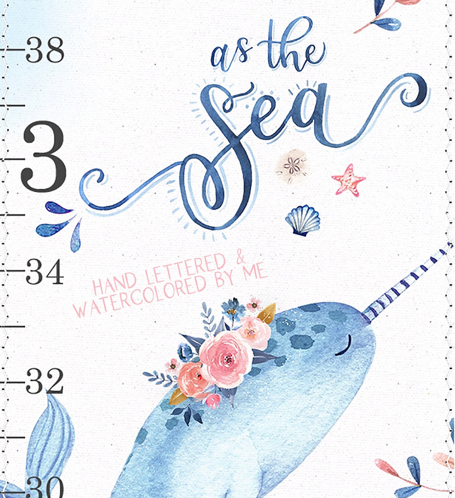 Canvas Growth Chart Whale Growth Chart Under the Sea Growth - Etsy