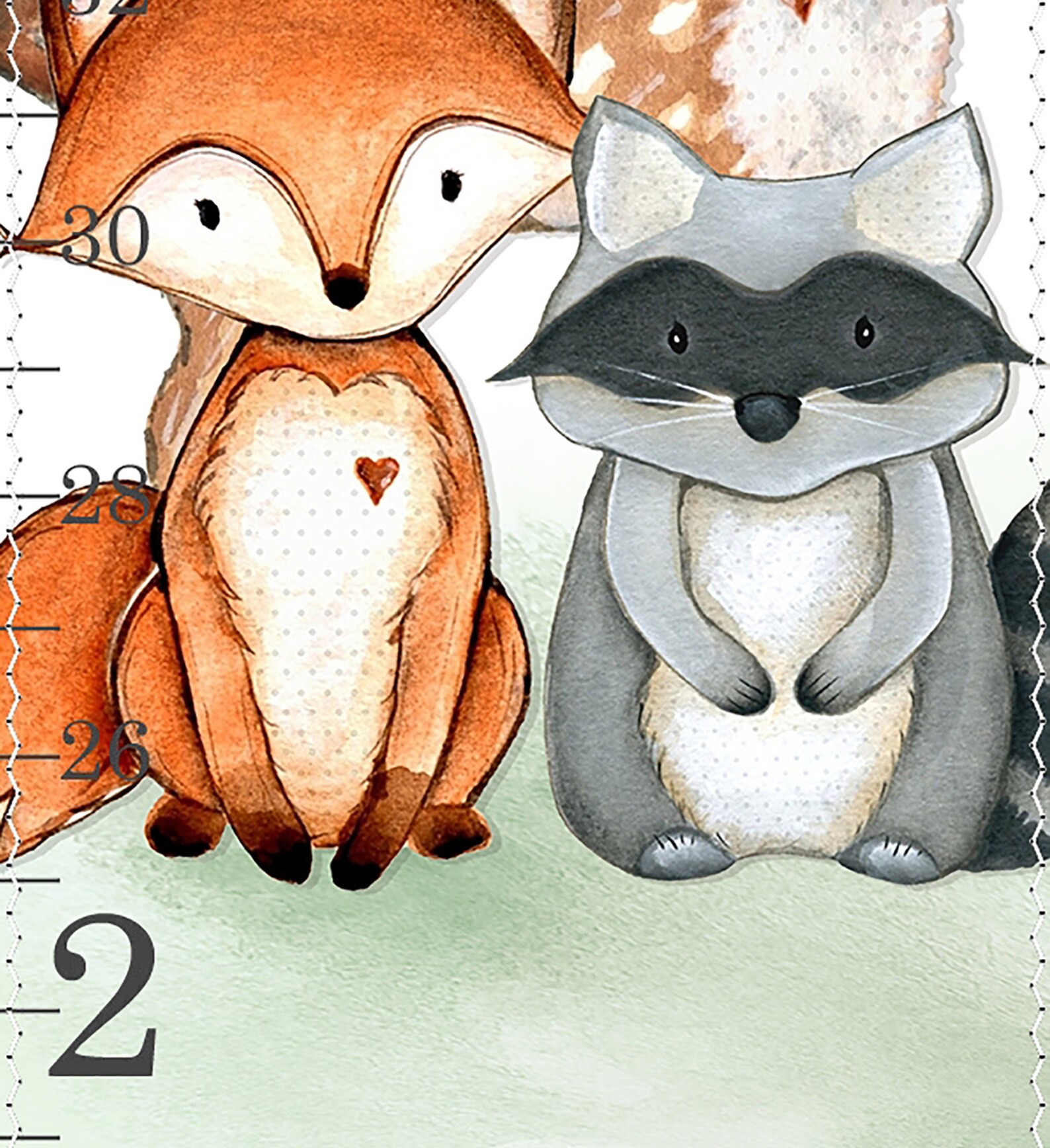 Woodland Animals Growth Chart Canvas Growth Chart Gender - Etsy