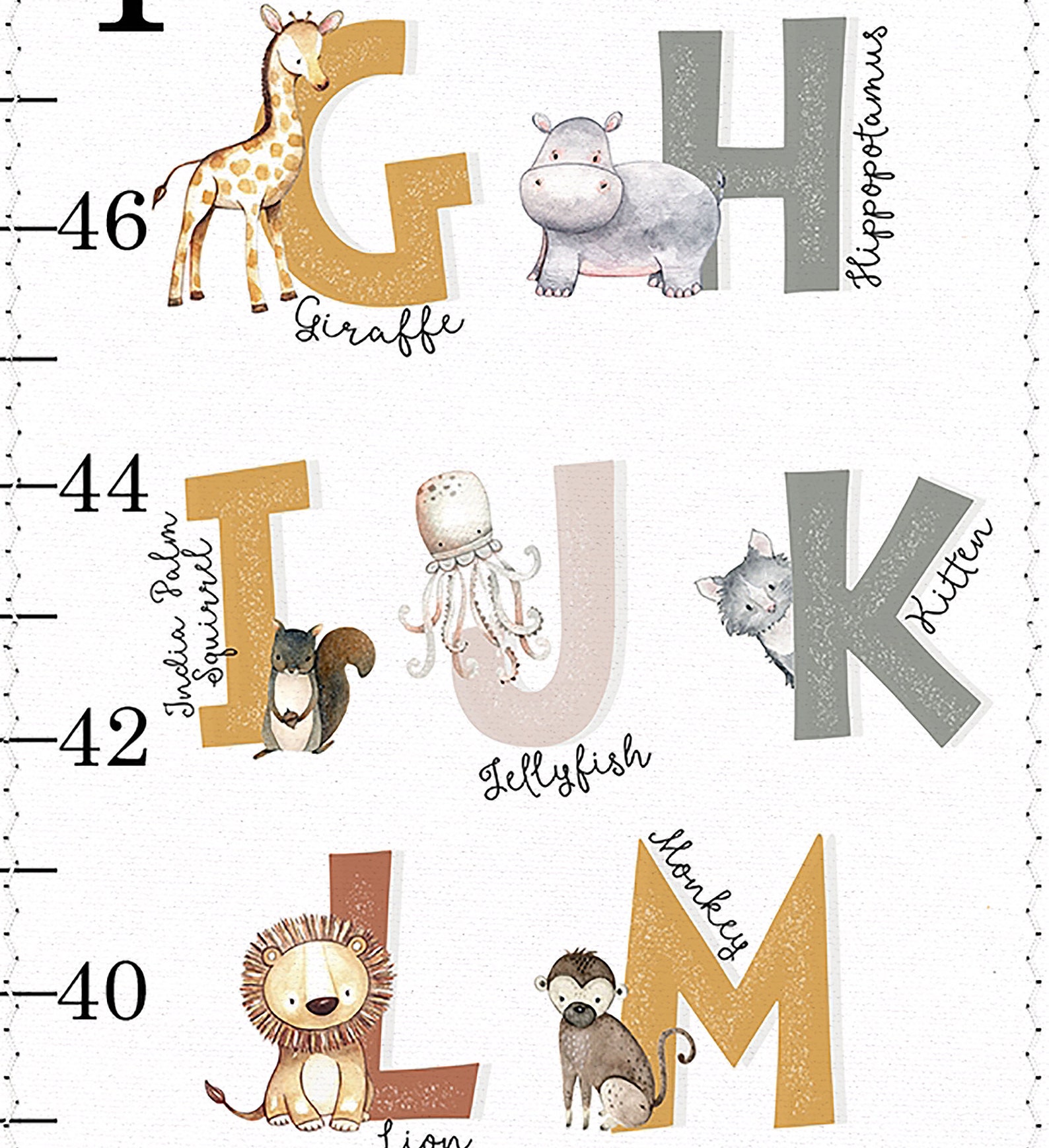 Animals Alphabet Growth Chart Personalized Growth Chart - Etsy