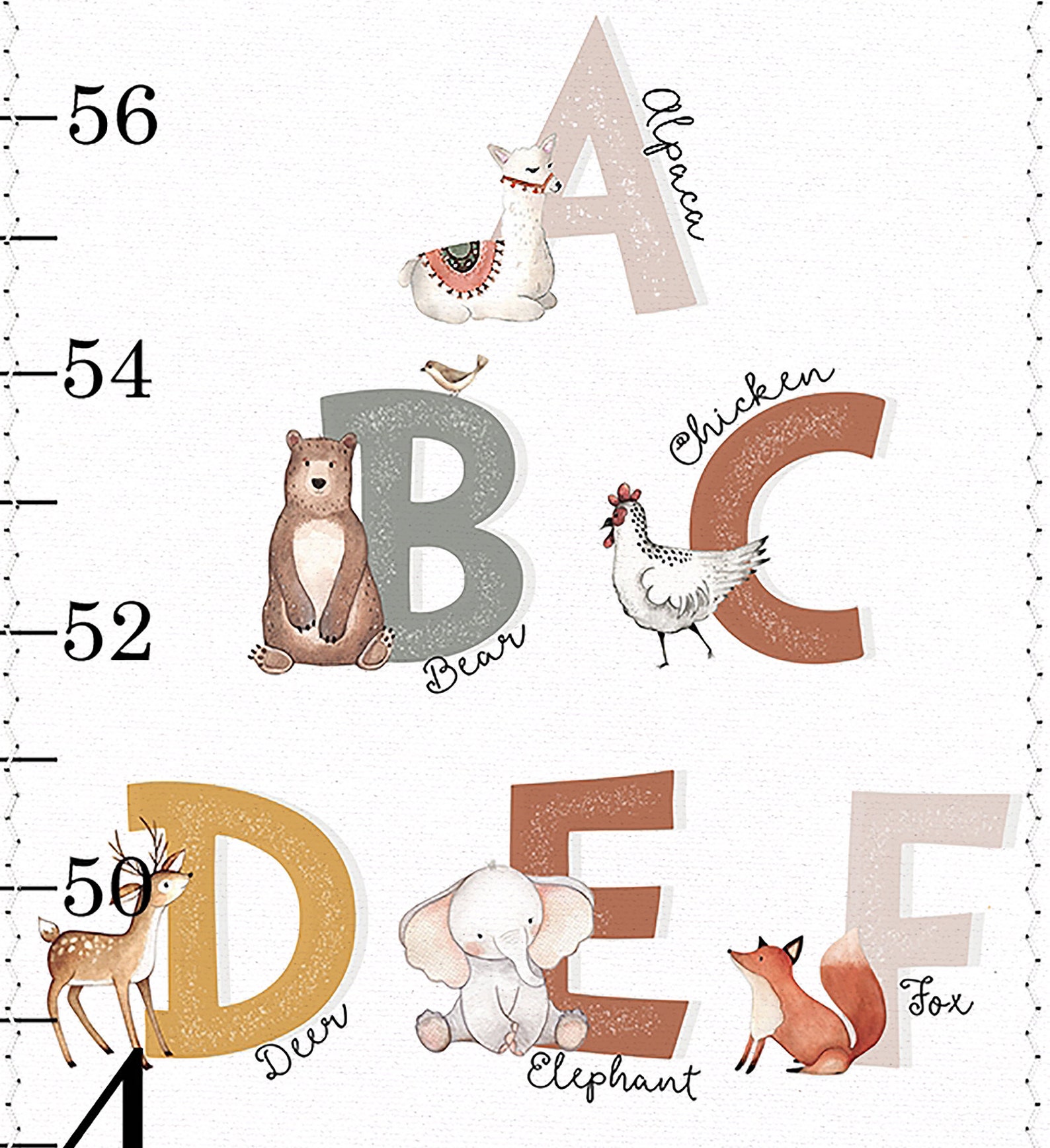 Animals Alphabet Growth Chart Personalized Growth Chart - Etsy