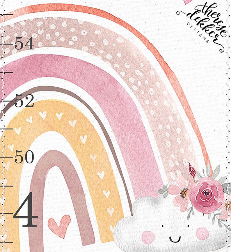 Rainbow Growth Chart Muted Rainbow Wall Art Gender Neutral | Etsy