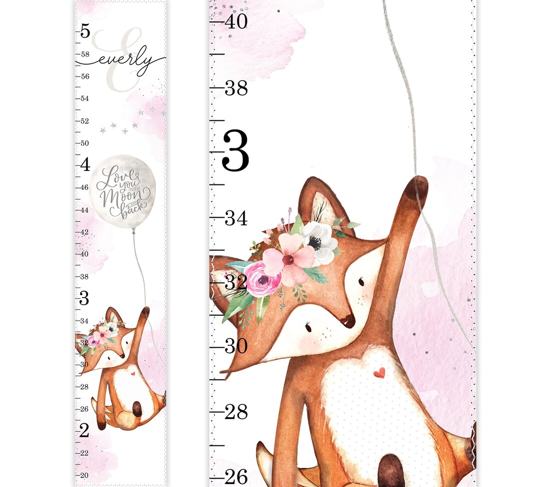 Woodland Growth Chart, Fox Growth Chart, MOON Balloon STARS Growth ...