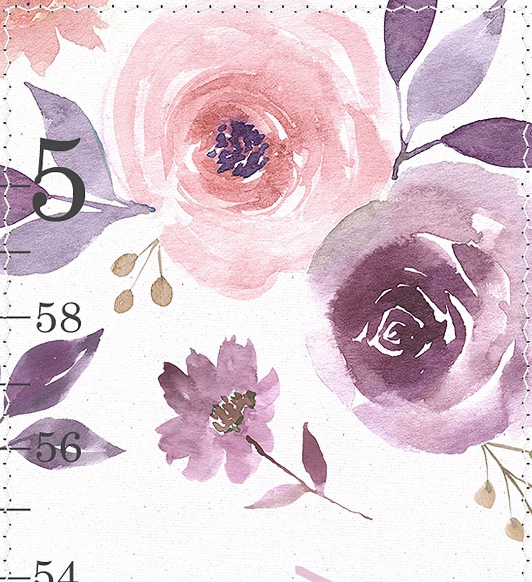 Girls Growth Chart, Canvas Growth Chart, Lavender Nursery Art, Blush ...
