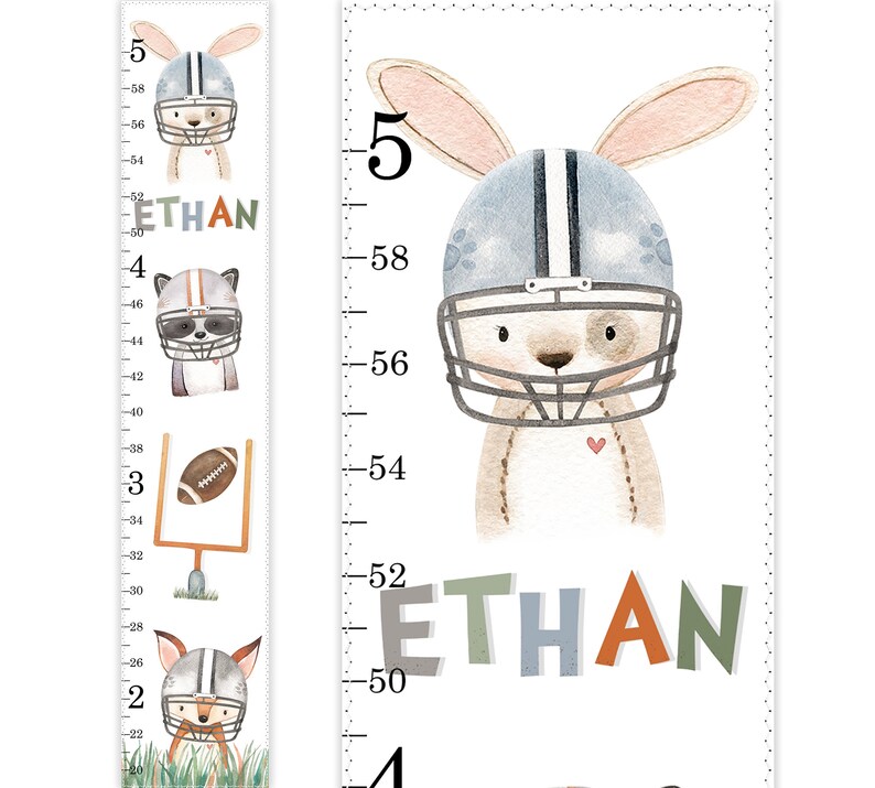 FOOTBALL Growth Chart Canvas Growth Chart Woodland Animals - Etsy