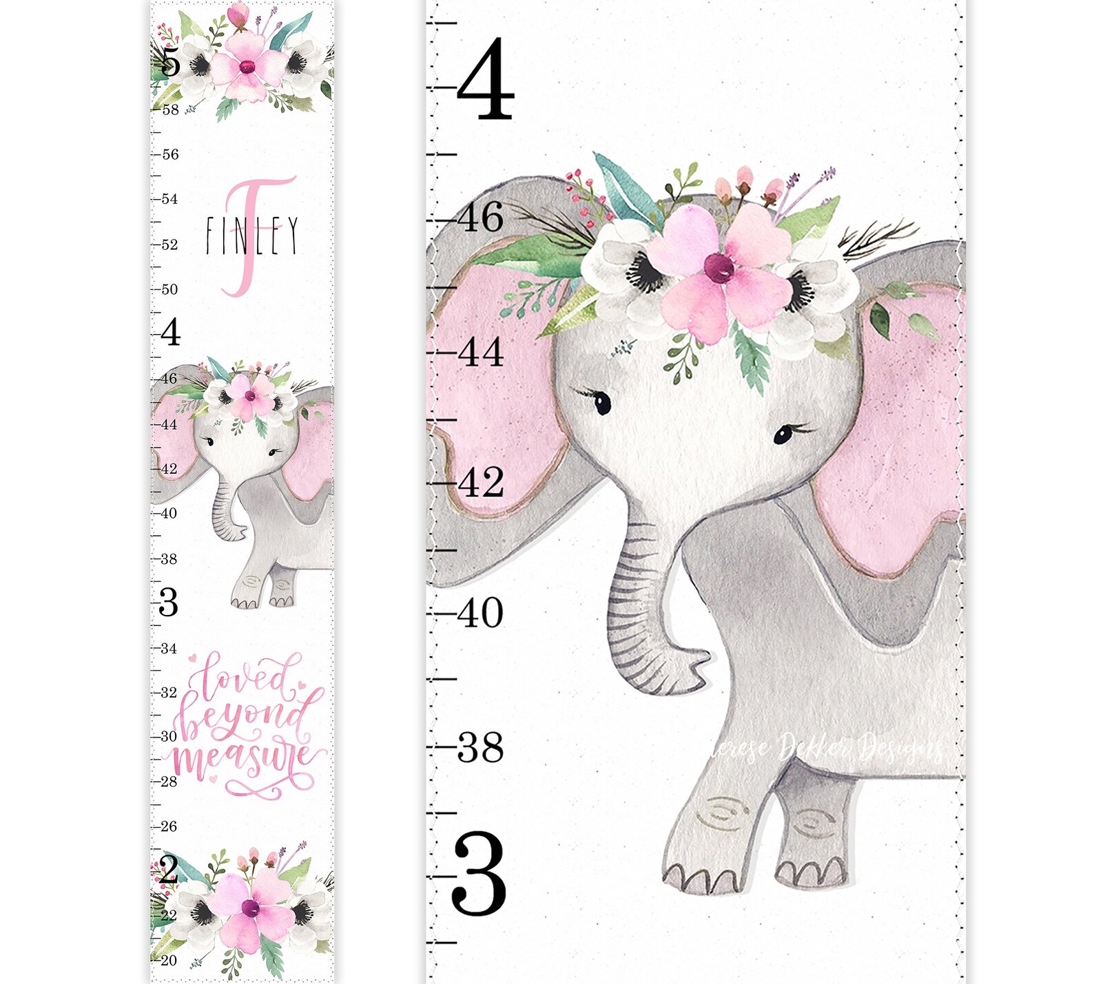 Elephant Growth Chart Canvas Growth Chart Personalized | Etsy
