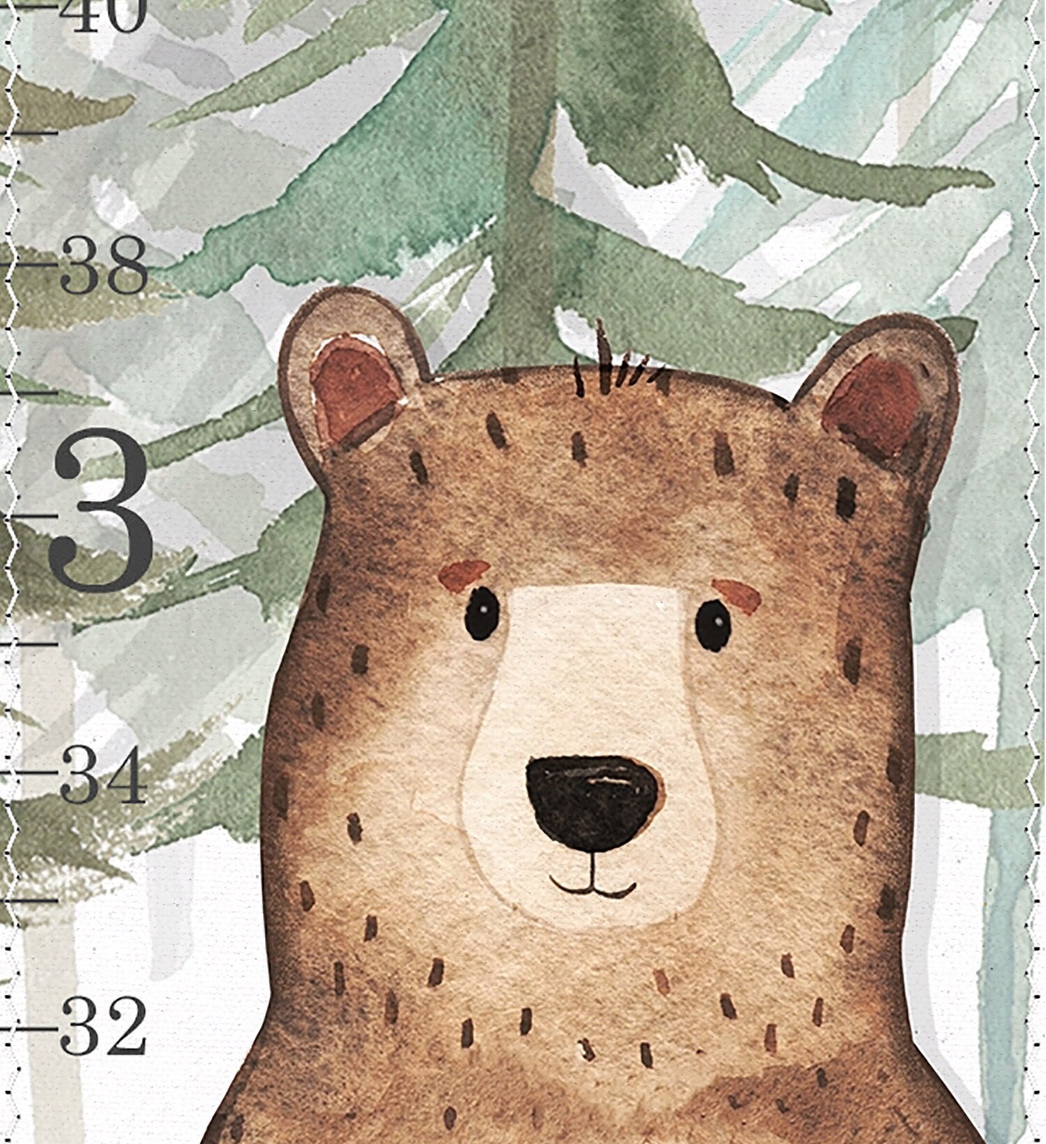 Woodland Growth Chart Canvas Growth Chart Bear Growth Chart | Etsy