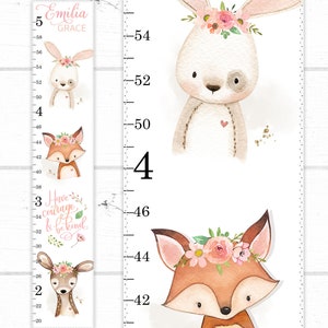 Woodland Growth Chart, Canvas Growth Chart, Floral Growth Chart ...
