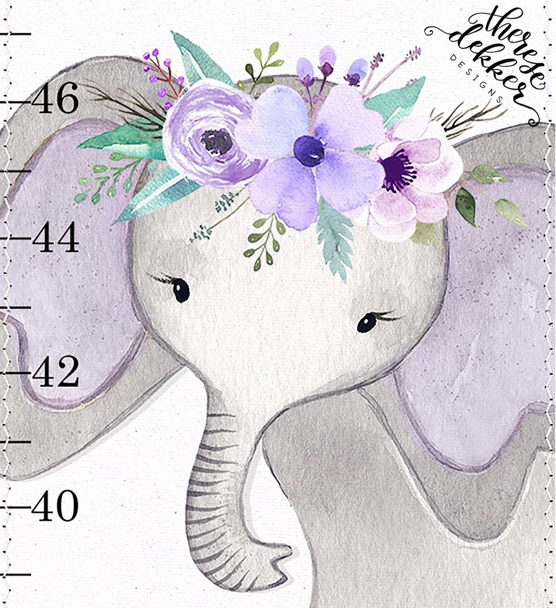 Elephant Growth Chart Canvas Growth Chart Purple Mint - Etsy