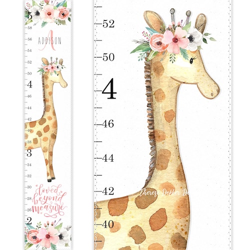 Giraffe Growth Chart Canvas Personalized Height Chart Safari - Etsy