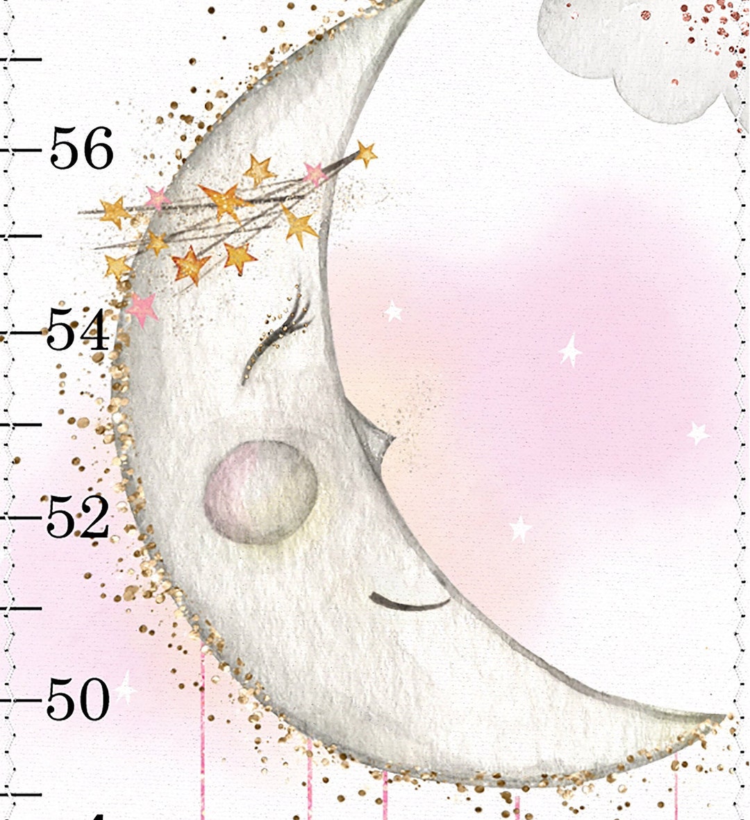 MOON and STARS Growth Chart, Twinkle Little Star Wall Art, Nursery ...