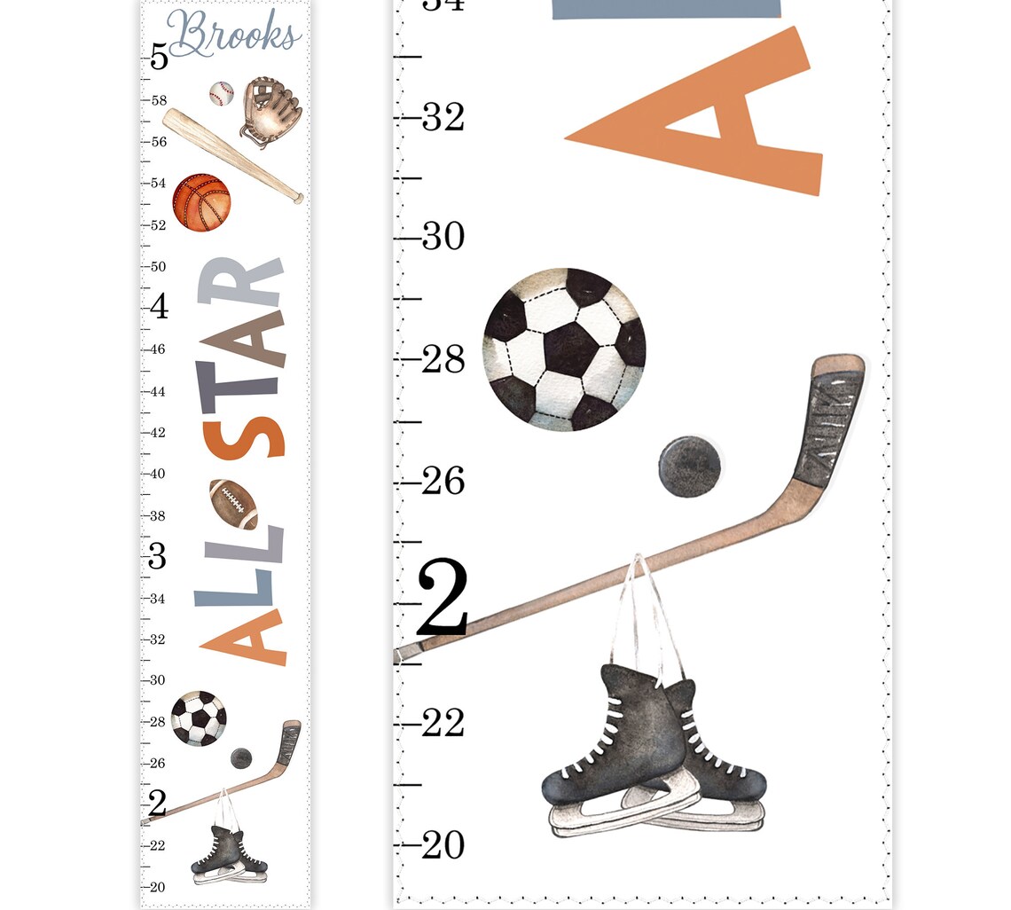 SPORTS Growth Chart ALL STAR Growth Chart Canvas Growth - Etsy