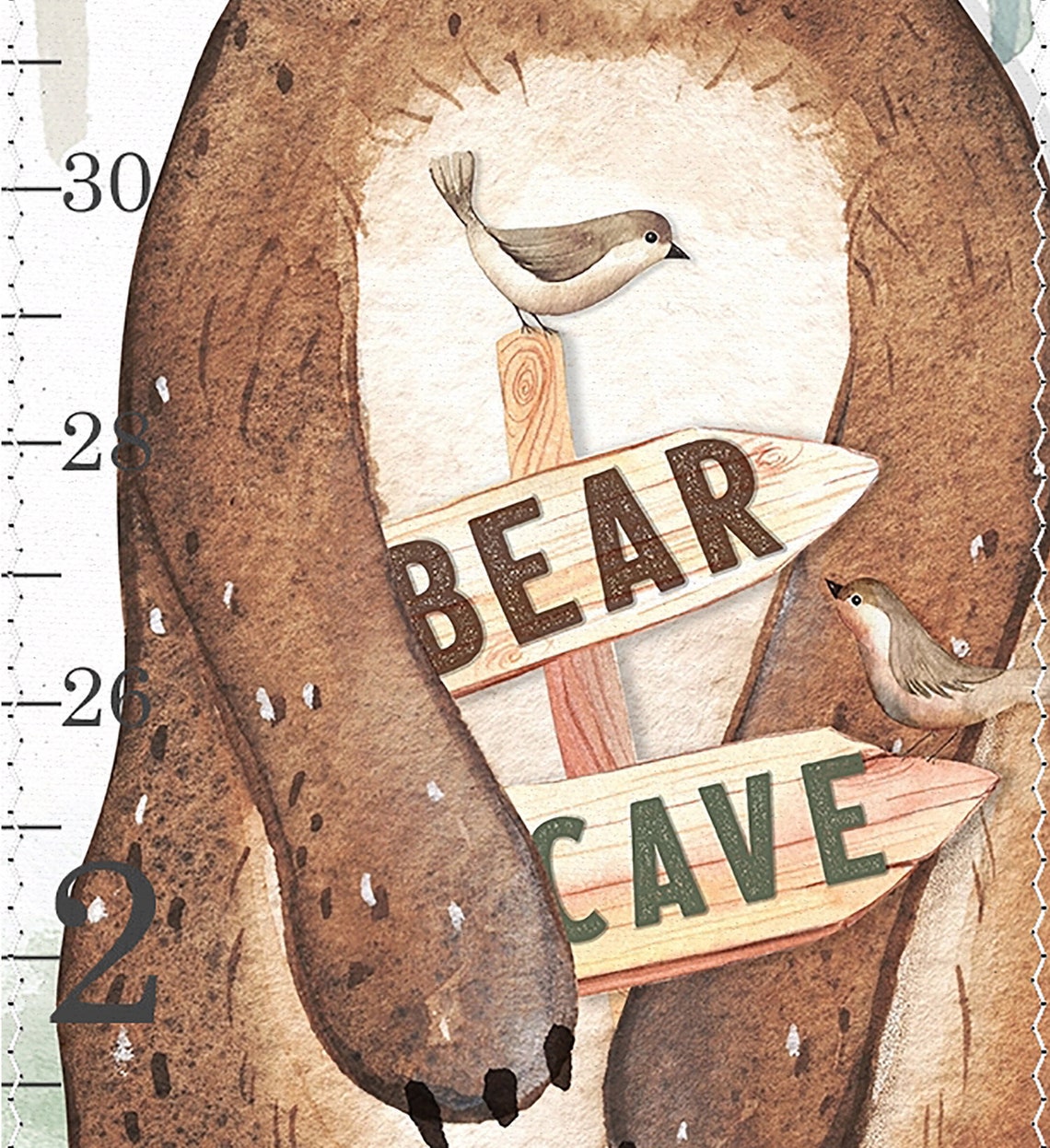 Woodland Growth Chart Canvas Growth Chart Bear Growth Chart | Etsy