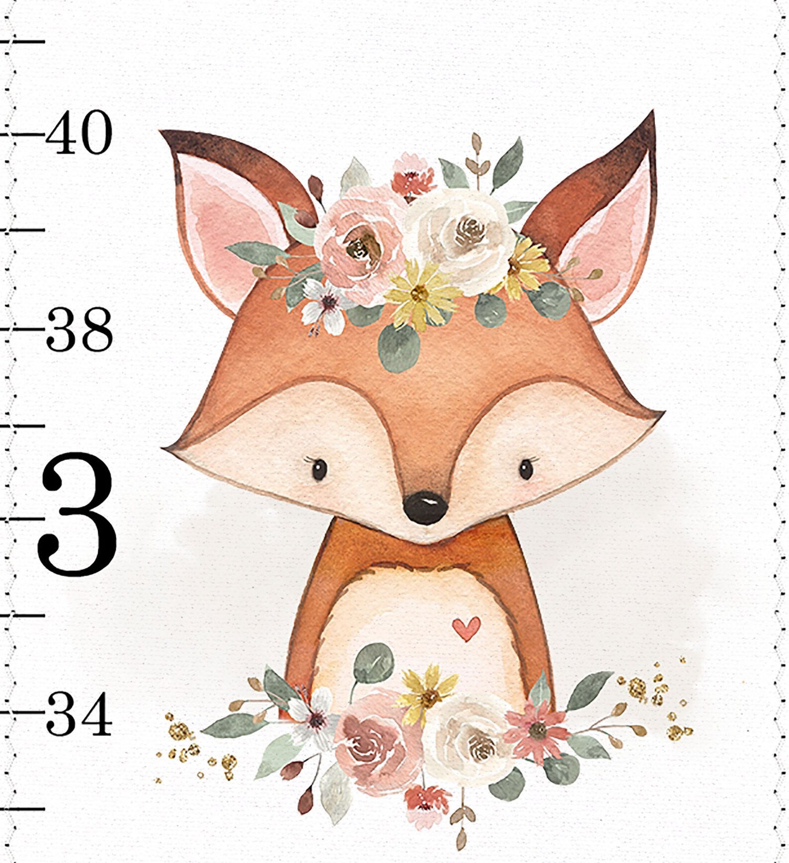 Woodland Growth Chart Vintage Flowers Roses Growth Chart - Etsy