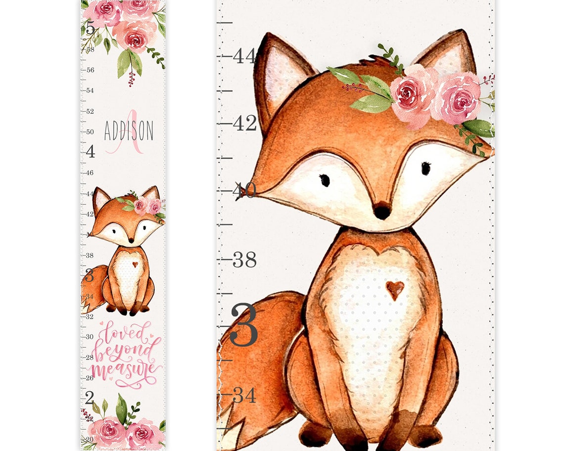 Woodland Growth Chart Canvas Growth Chart FOX Growth Chart | Etsy