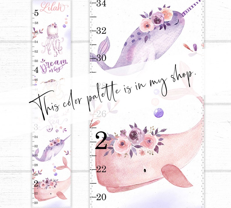 Canvas Growth Chart Whale Growth Chart Under the Sea Growth - Etsy