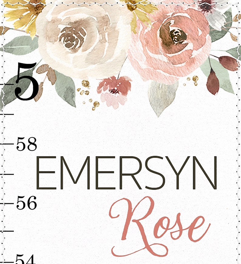 Woodland Growth Chart Vintage Flowers Roses Growth Chart - Etsy