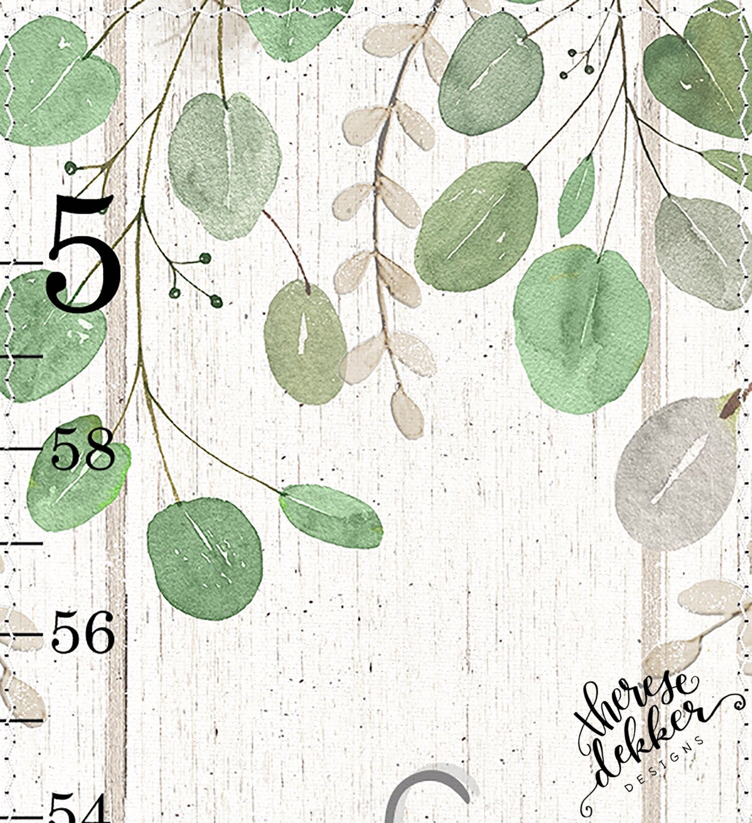 Girls Growth Chart, Canvas Growth Chart, Personalized Chart, Eucalyptus ...