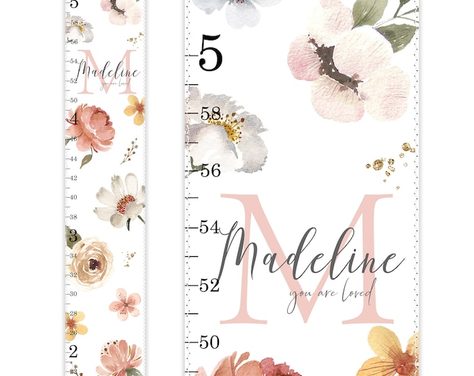 Girls Growth Chart, Canvas Growth Chart, Personalized Chart, Eucalyptus ...