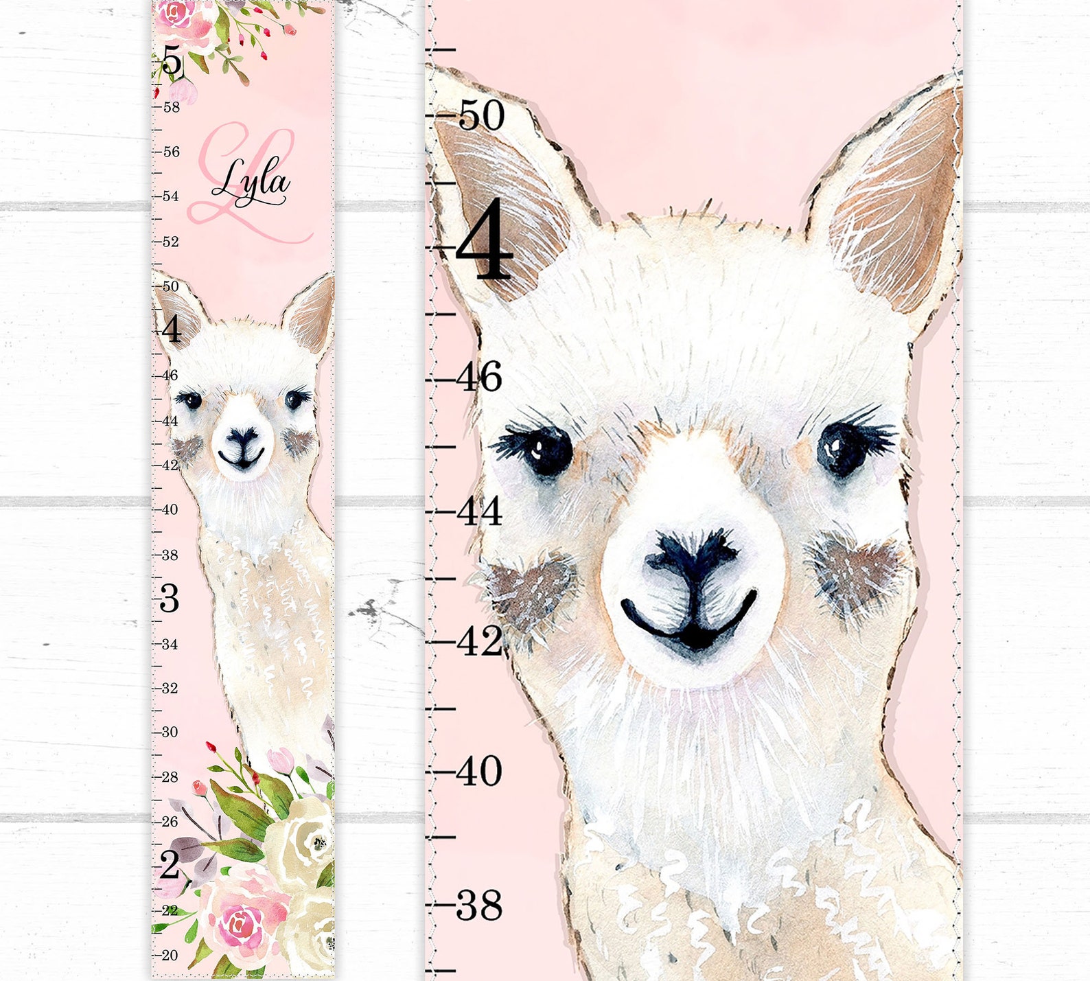 Canvas Growth Chart Llama Growth Chart Llama Nursery Art | Etsy