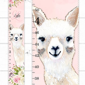 Canvas Growth Chart, Llama Growth Chart, Llama Nursery Art, Nursery ...