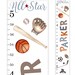 SPORTS Growth Chart, ALL STAR Growth Chart, Canvas Growth Chart, Ruler ...