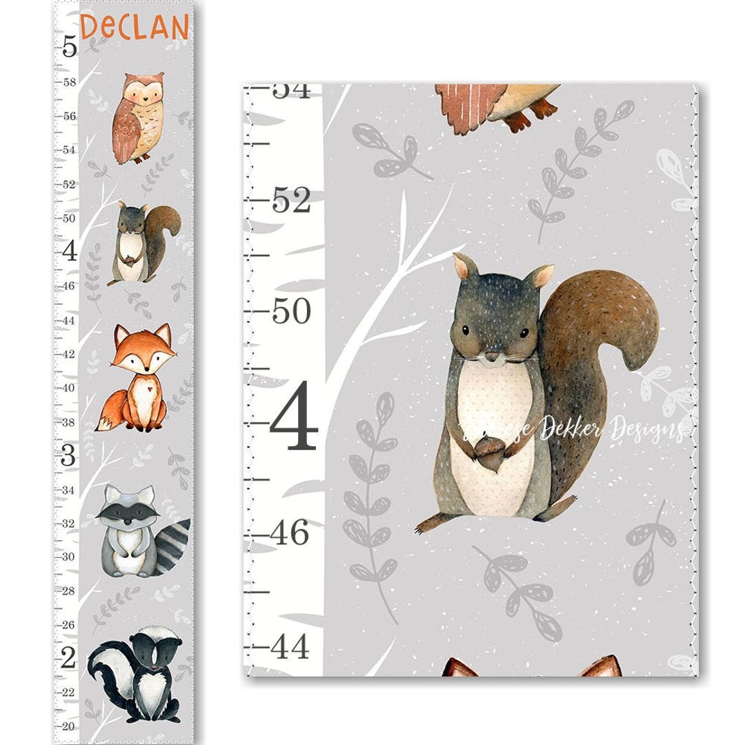 Woodland Growth Chart, Canvas Growth Chart, Fox Growth Chart, Gender ...