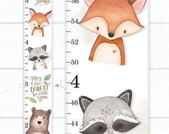Woodland Animals Growth Chart, Canvas Growth Chart, Gender Neutral ...