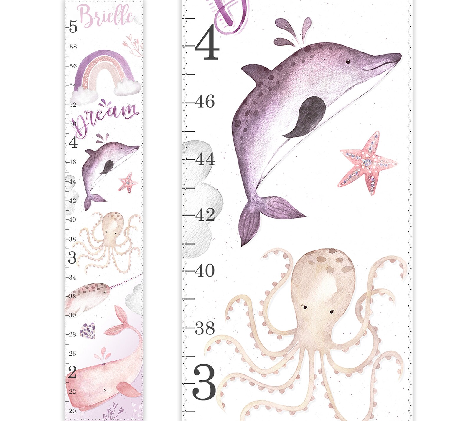 Girls Growth Chart Canvas Growth Chart Lavender Nursery Art | Etsy