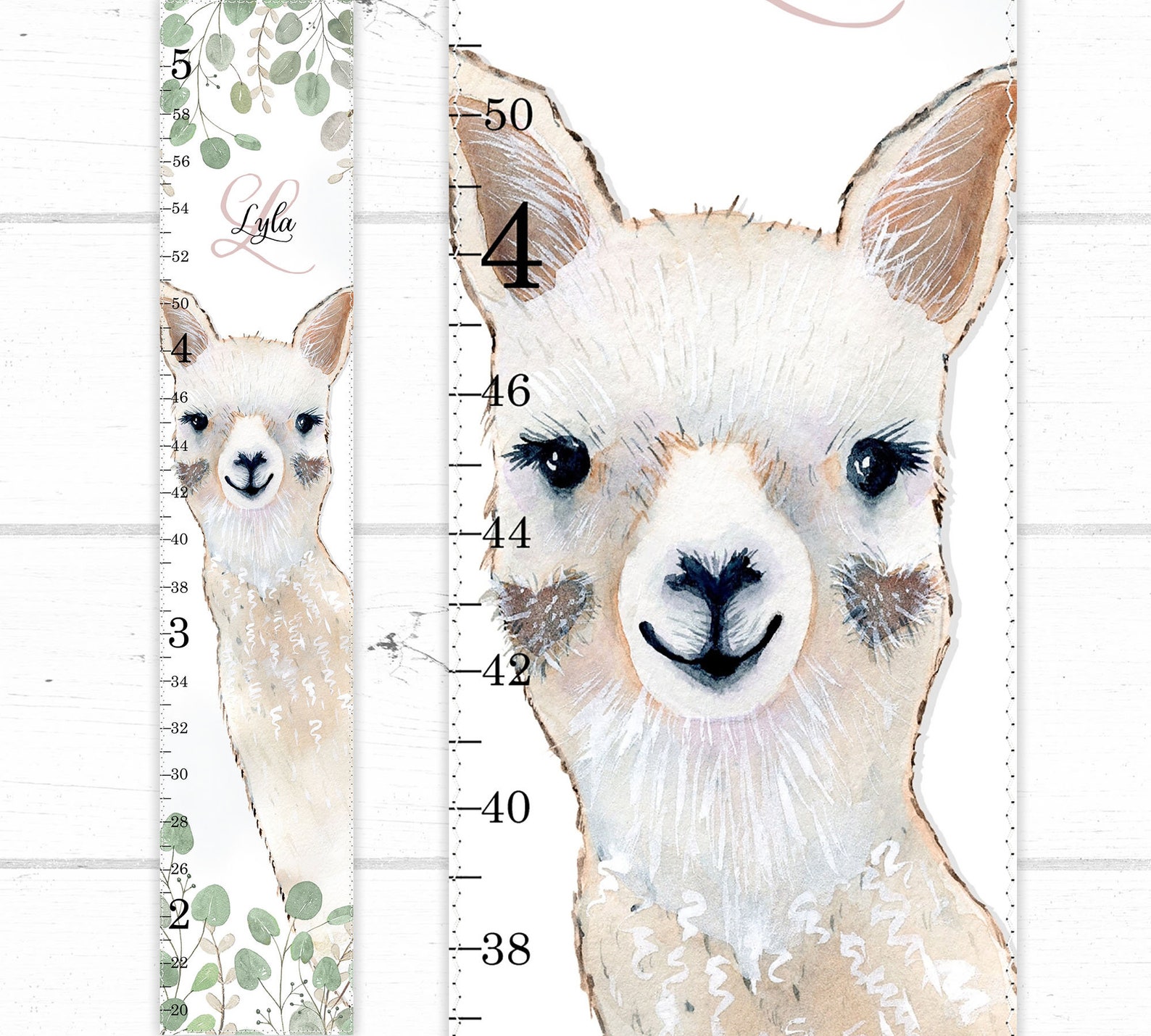 Canvas Growth Chart Llama Growth Chart Llama Nursery Art | Etsy