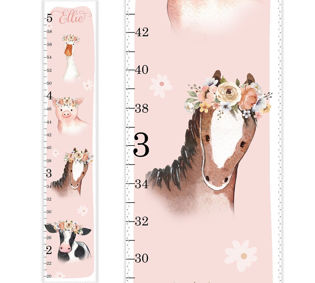 Horse Growth Chart, Farm Animals Growth Chart, Growth Chart Girl, Farm ...