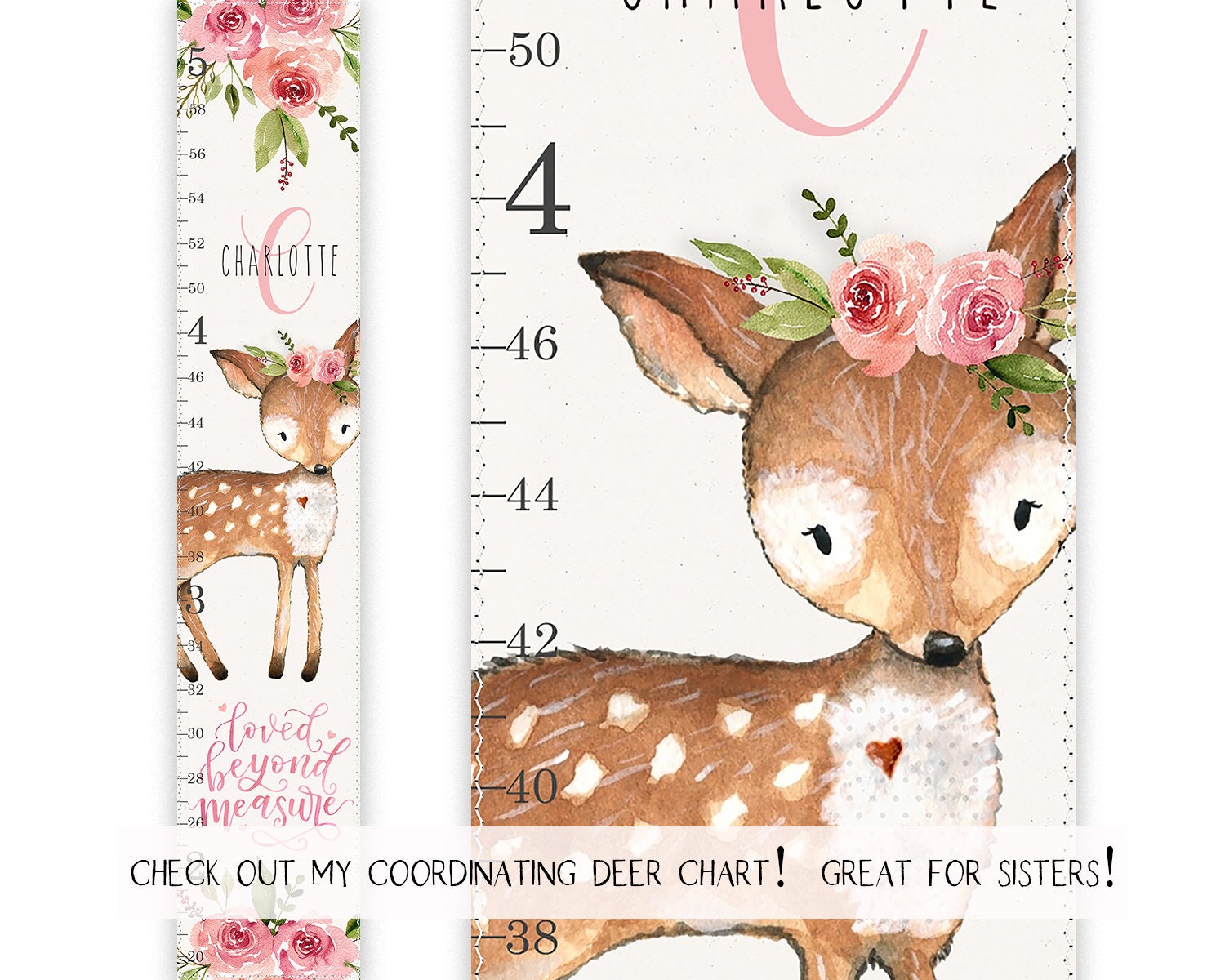 Woodland Growth Chart Canvas Growth Chart FOX Growth Chart | Etsy