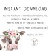 PRINTABLE Farmhouse Animals, Farm Animal Print, Baby Girl Nursery ...