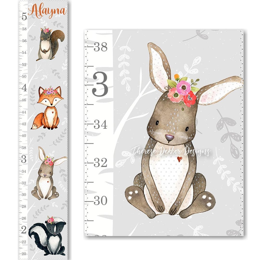 Woodland Growth Chart, Canvas Growth Chart, Woodland Floral Crown ...