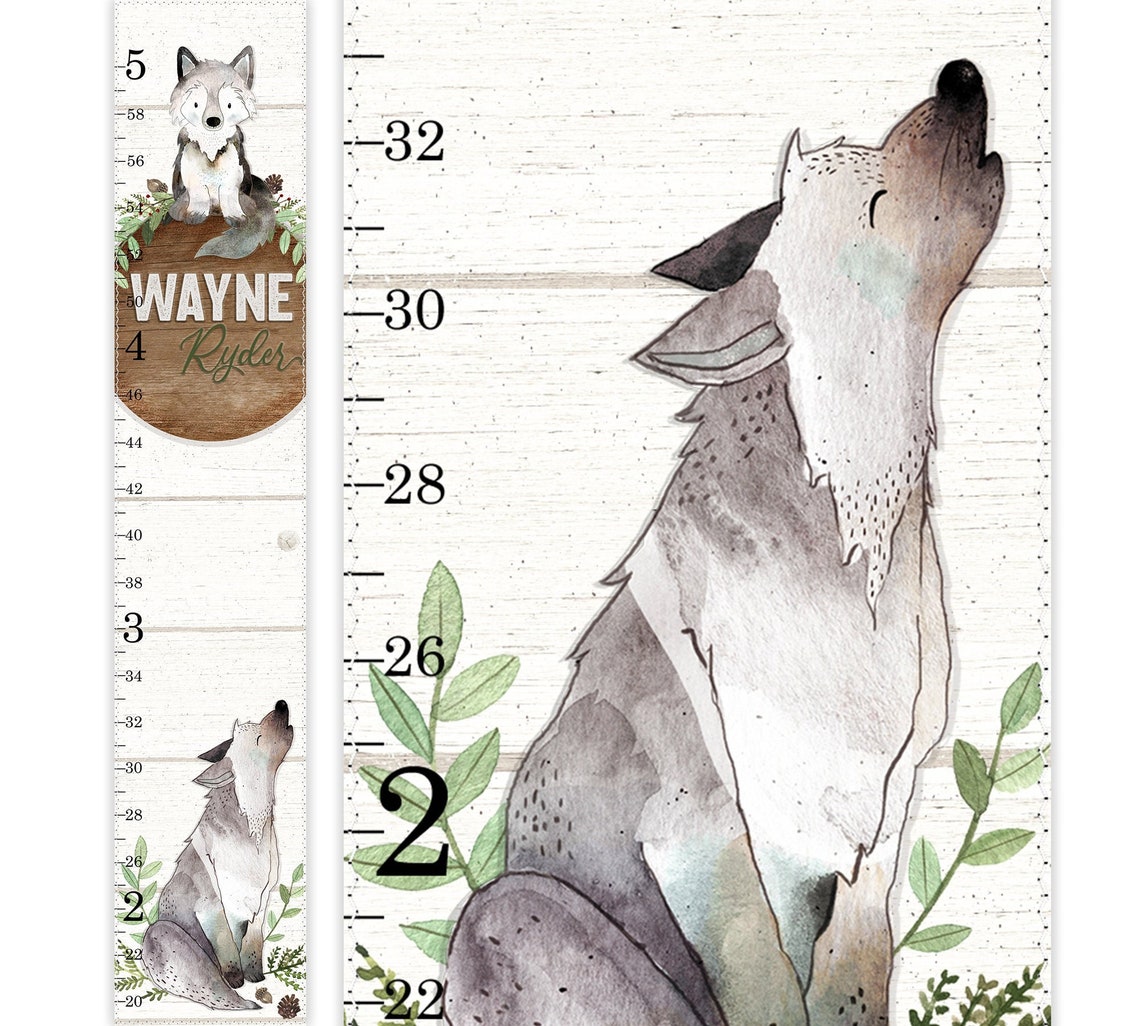 Wolf Growth Chart Woodland Growth Chart Canvas Growth Chart - Etsy