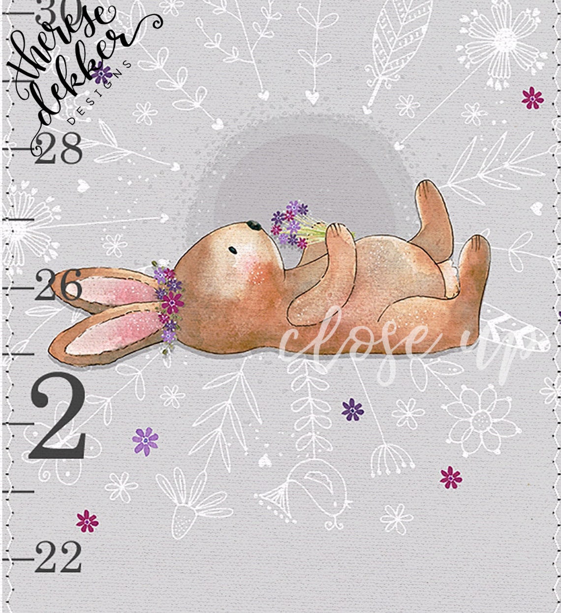 Bunny Growth Chart Canvas Growth Chart Rabbit Nursery Decor | Etsy