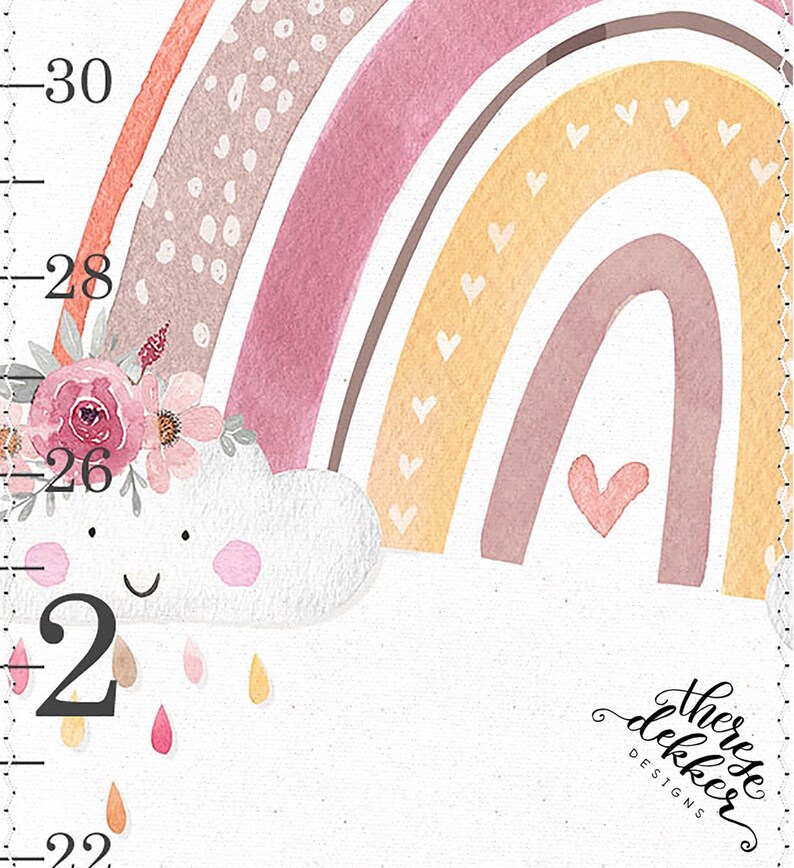 Rainbow Growth Chart Muted Rainbow Wall Art Gender Neutral | Etsy