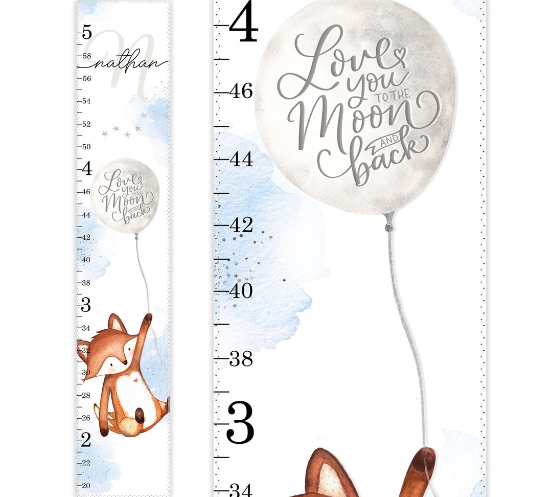 Fox Growth Chart, Woodland Growth Chart, MOON Balloon STARS Growth ...