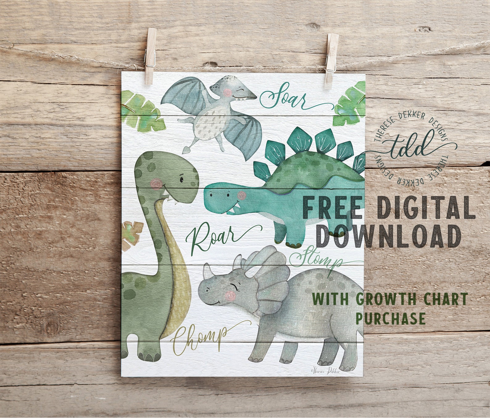 Dinosaur Growth Chart Personalized Growth Chart Canvas | Etsy