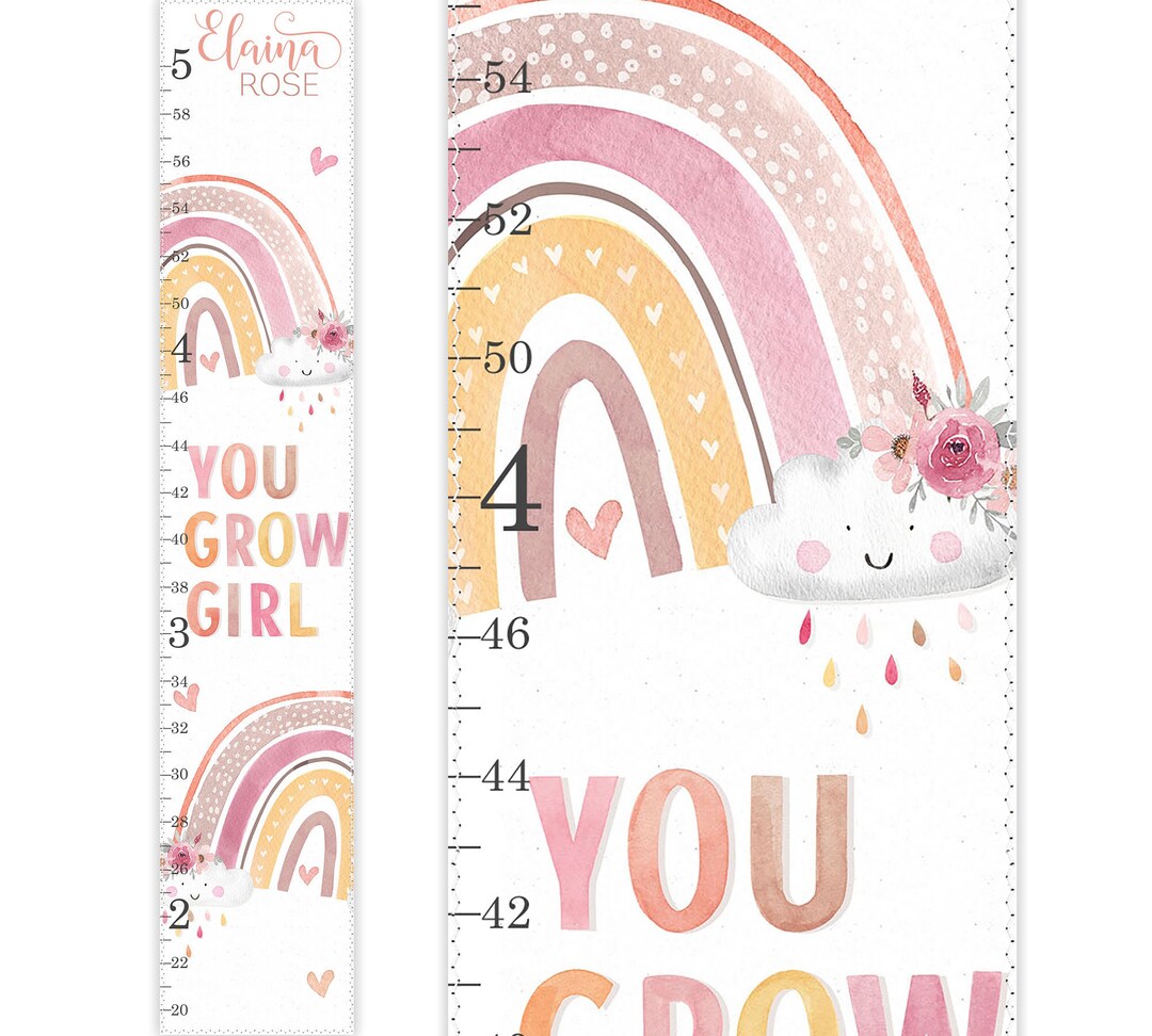 Rainbow Growth Chart, Muted Rainbow Wall Art, Gender Neutral Growth ...