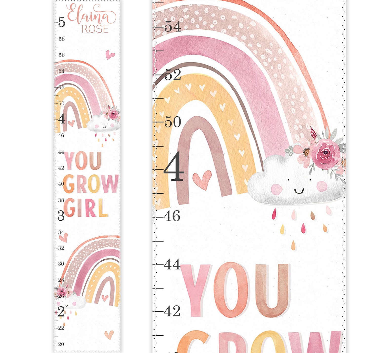 Rainbow Growth Chart Muted Rainbow Wall Art Gender Neutral | Etsy