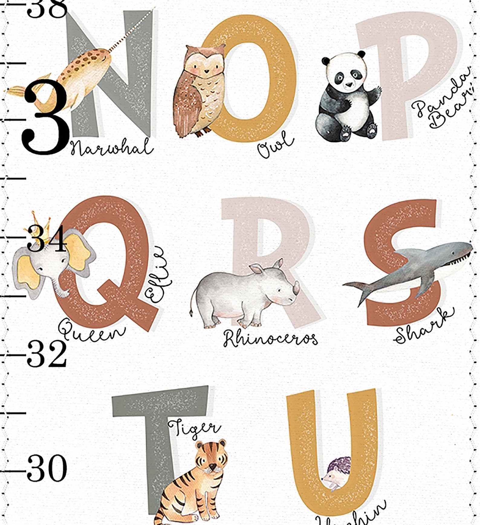 Animals Alphabet Growth Chart Personalized Growth Chart - Etsy