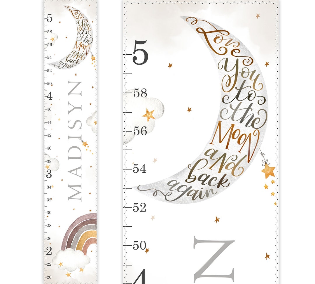 Moon Stars Growth Chart, Love You to the Moon and Back, Nursery Wall ...