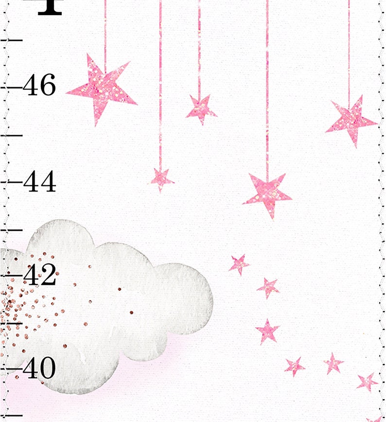 MOON and STARS Growth Chart, Twinkle Little Star Wall Art, Nursery ...