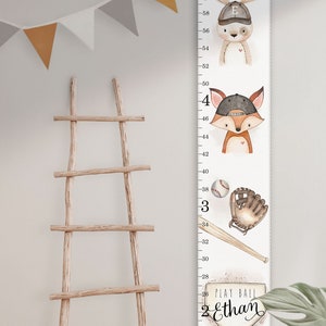 Baseball Growth Chart, Woodland Animals Canvas Height Chart - Etsy