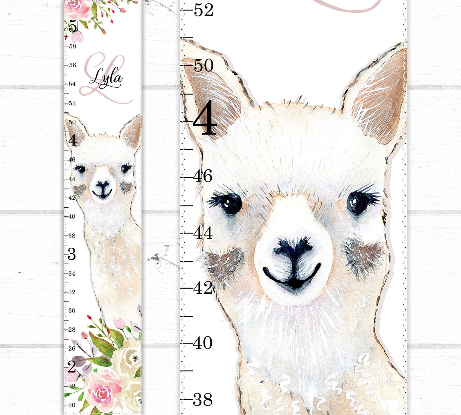 Canvas Growth Chart Llama Growth Chart Llama Nursery Art | Etsy