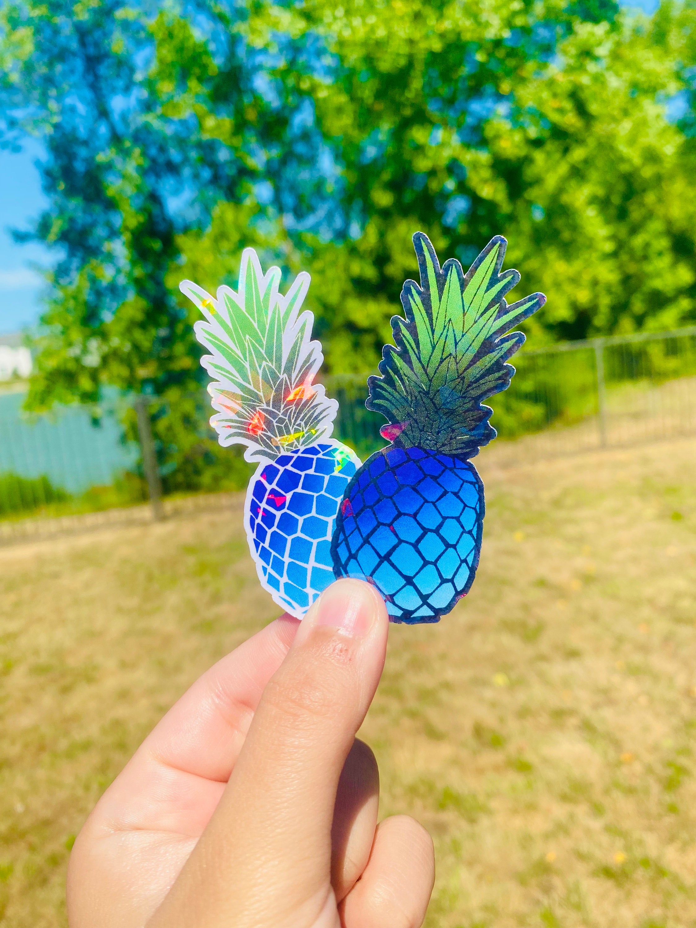 Holographic Waterproof Pineapple Stickers | Summer Stickers | Viynl ...