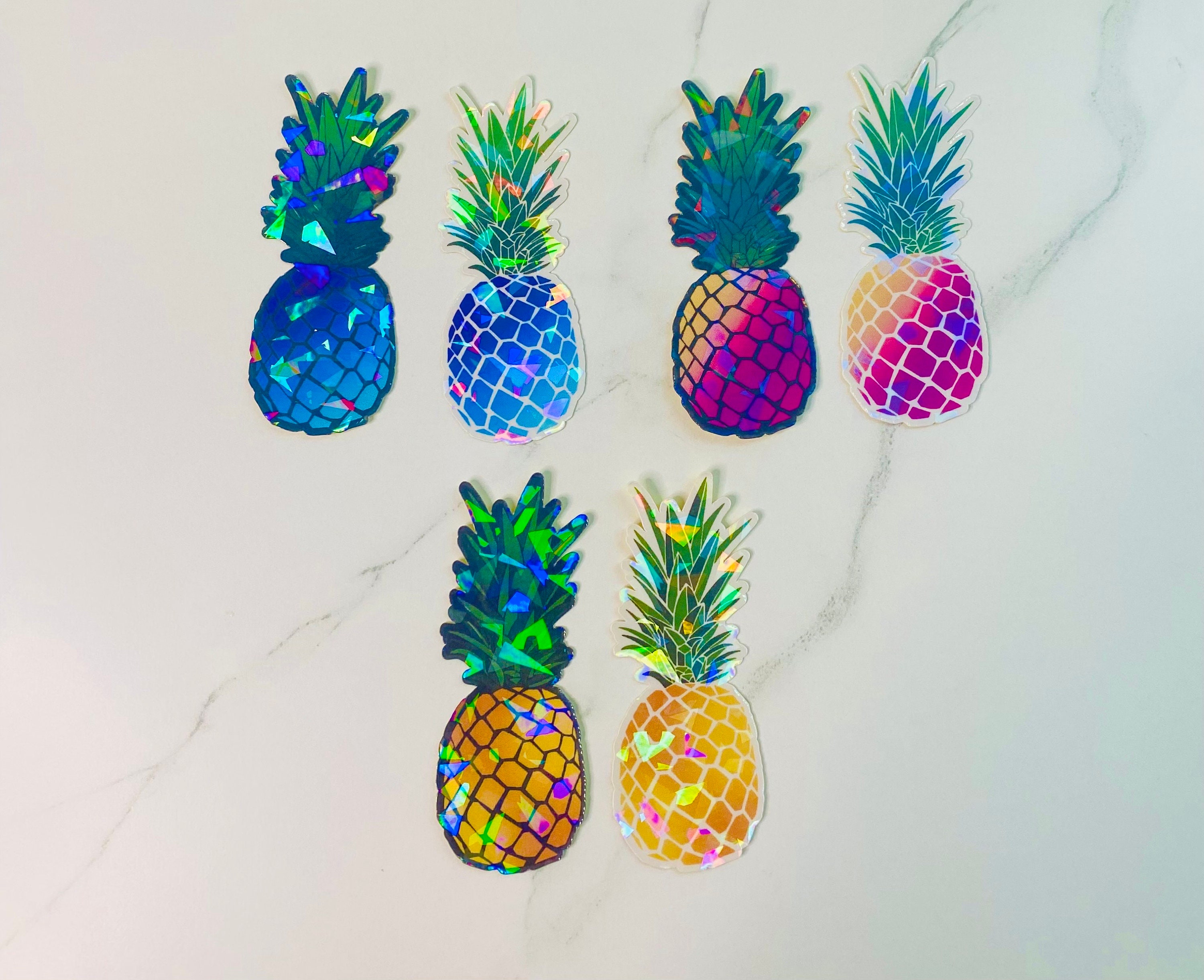 Holographic Waterproof Pineapple Stickers | Summer Stickers | Viynl ...