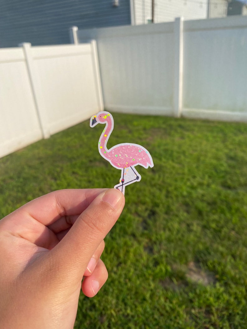Pink Flamingo Holographic Sticker | Dye-cut | Waterproof | Tropical ...