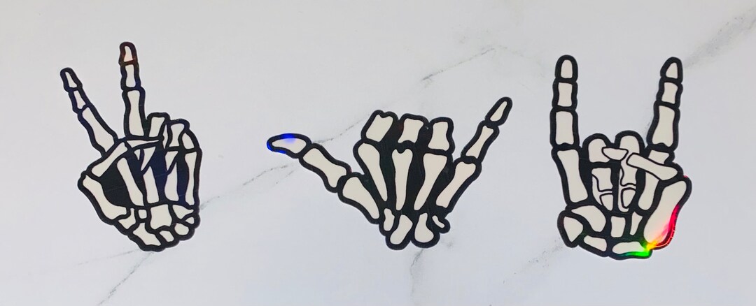 Holographic Waterproof Skeleton Hand Sticker | Spooky | Scary | Gifts ...